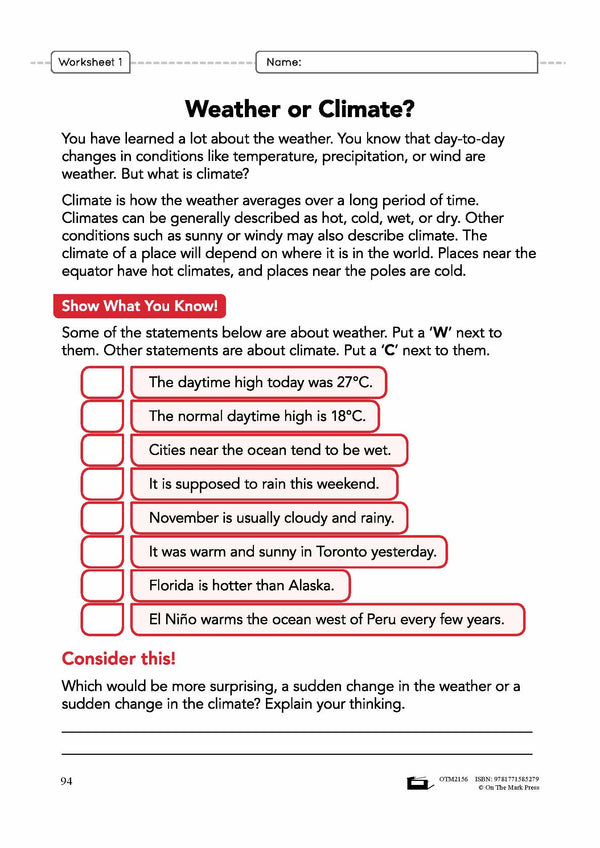Extreme Weather Grade 5 Lesson Plan