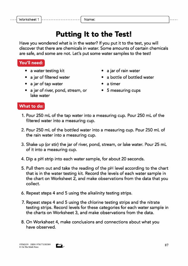 Water Testing Grade 8 Lesson Plan