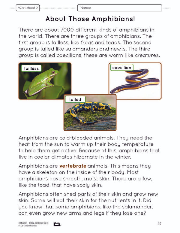 Reptiles & Amphibians e-Lesson Plan Grade 2