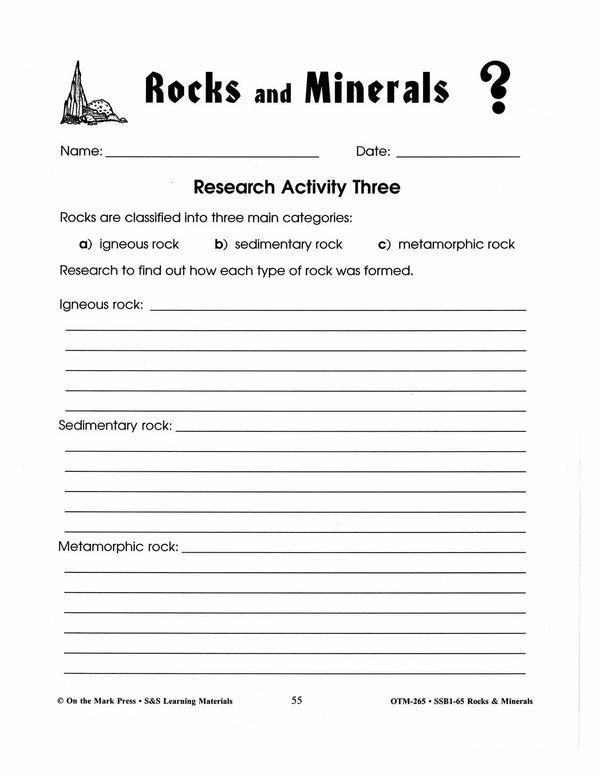 Researching Rocks & Minerals - 14 Activities Grades 4-6