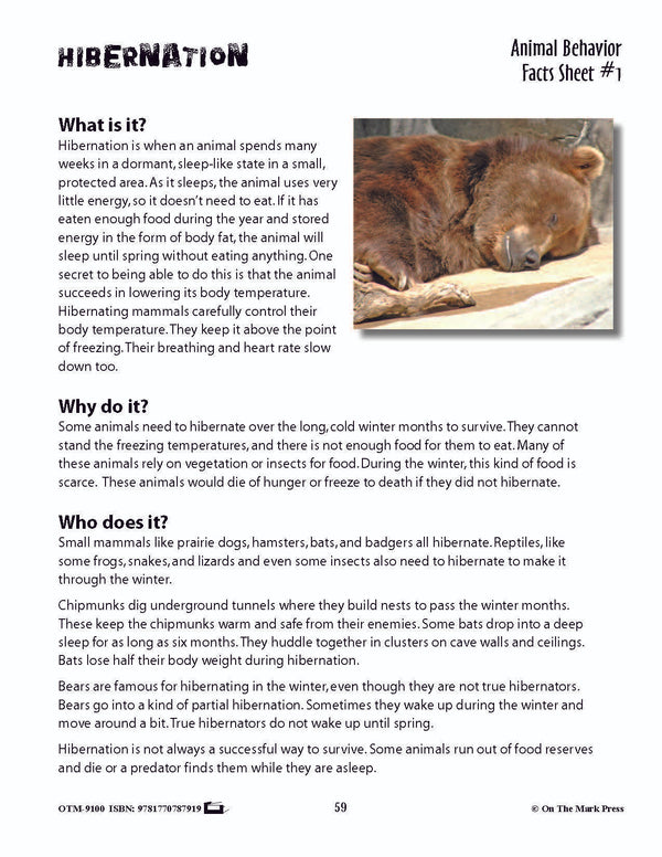 Animal Behavior Activities Grades 3+