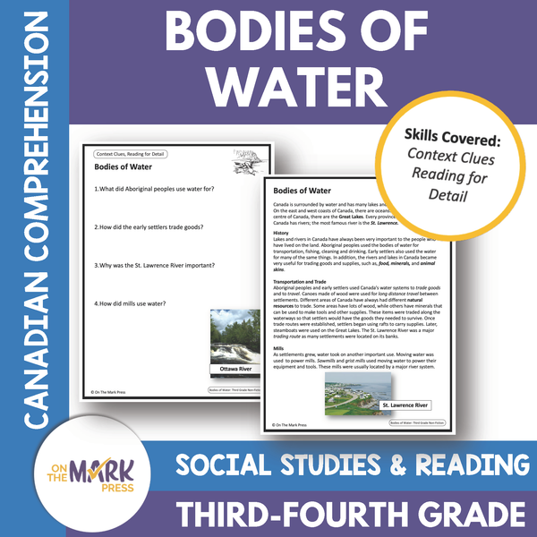 Bodies of Water - A Social Studies Reading Google Slides & Printables