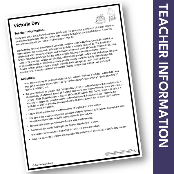 Victoria Day Grades 1-3 Teacher Directed Lesson & Google Slides & Prin