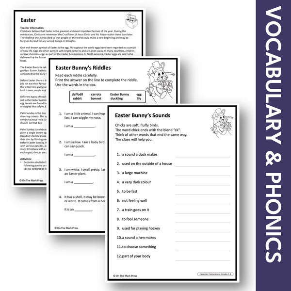 Easter, Grades 1-3 Teacher Directed Lesson & Google Slides & Printable