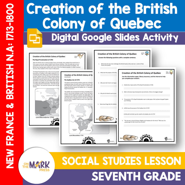 Creation of the British Colony of Quebec Grade 7 Google Slides Lesson