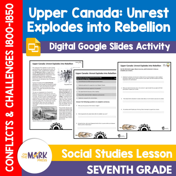 Upper Canada: Unrest Explodes into Rebellion Grade 7 Google Slides Les