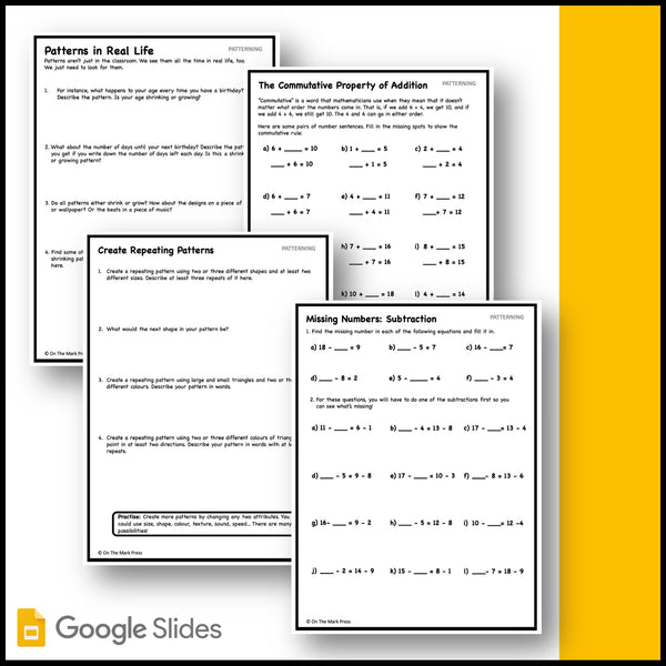 Canadian Patterning Grade 2 Google Slides & Printables