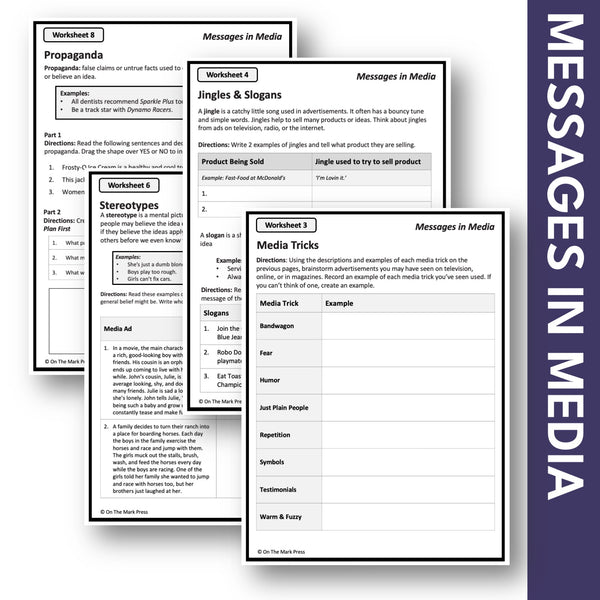 Messages in Media, Gr. 4-6 Google Slides & Printables for Distance Lea