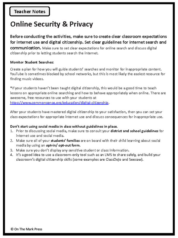 Online Security & Privacy, Gr. 4-6 Google Slides & Printables - Distan