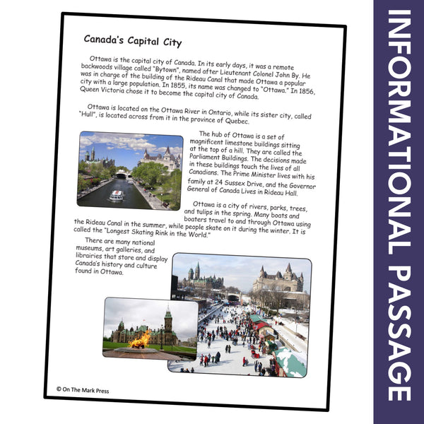 Canada's Capital City Google Slides & Printables Reading Lesson Gr 3-4