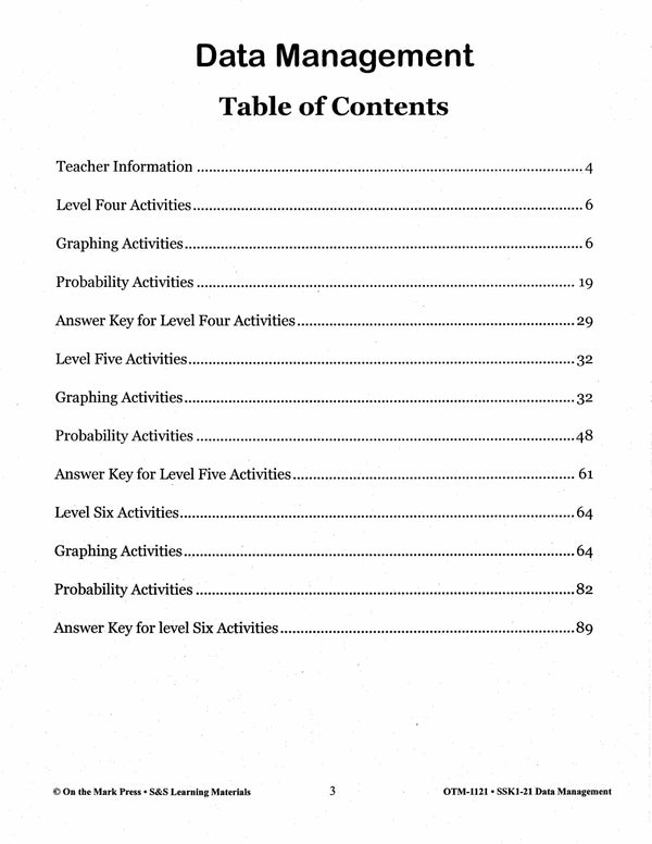 Data Management - Graphing and Probability Worksheets and Activities G