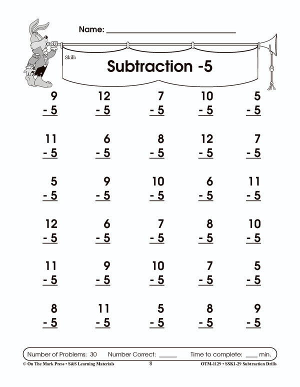 Subtraction Fact Drills Grades 1-3