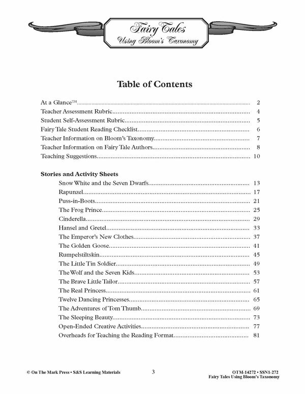 Fairy Tales using Blooms' Taxonomy: Grades 3-5