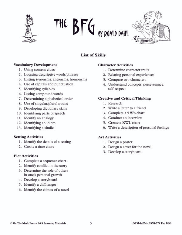 The BFG, Roald Dahl Lit Link Grades 4-6