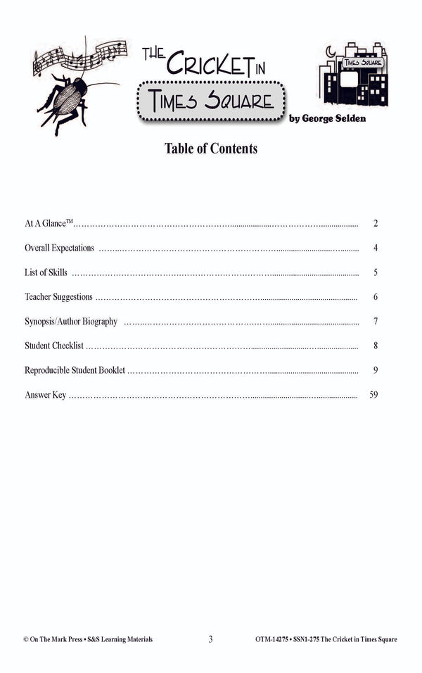 The Cricket in Times Square, by George Selden Lit Link Grades 4-6