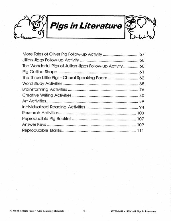 Pigs in Literature - The Three Little Pigs Grades 2-4