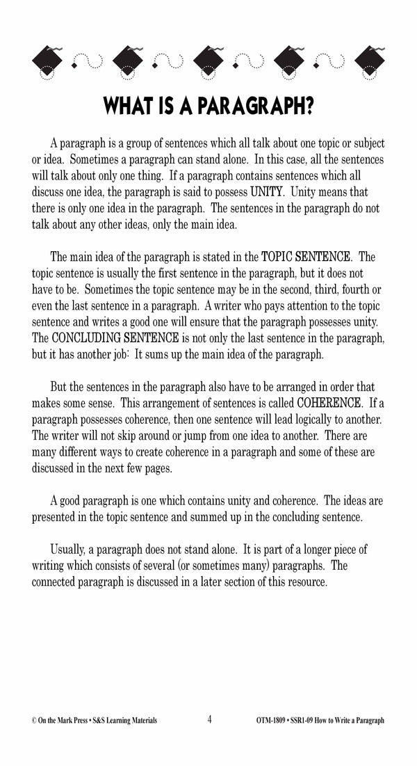 How to Write a Paragraph Grades 5-10