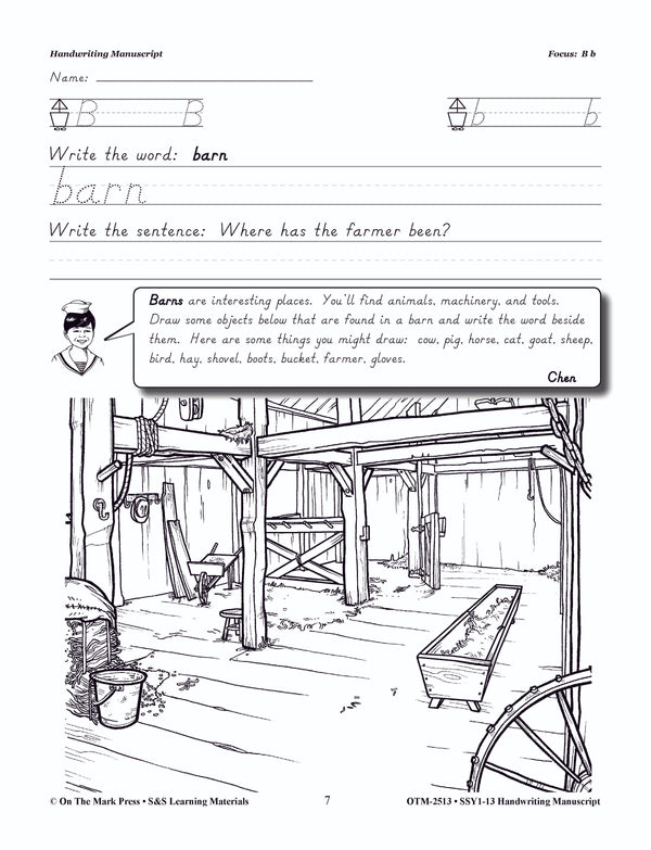 Modern Manuscript Handwriting Build Their Skills Workbook Grades 1-3