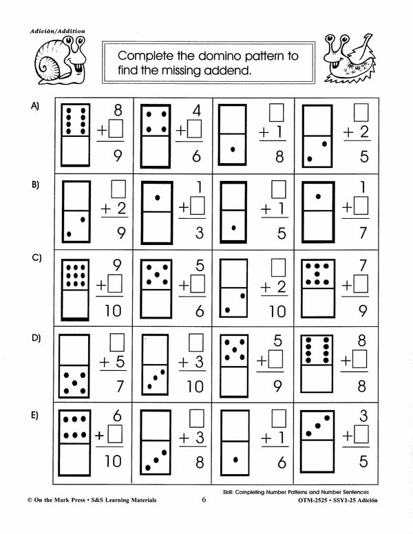 Adición/Addition - A Spanish and English Workbook Grades 1-3