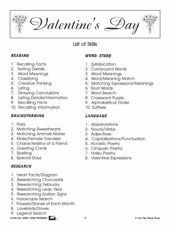 Valentine's Day Grades 4-6 Reading | Research | Vocabulary | Critical