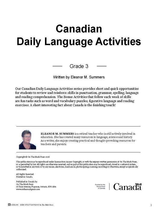 Canadian Daily Language Activities Grade 3