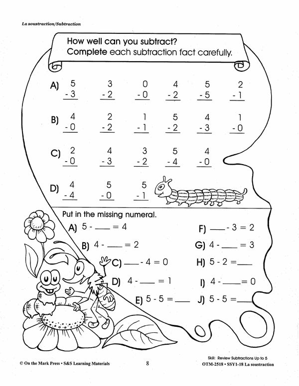 La soustraction/Subtraction: A French and English Workbook Grades 1-3/