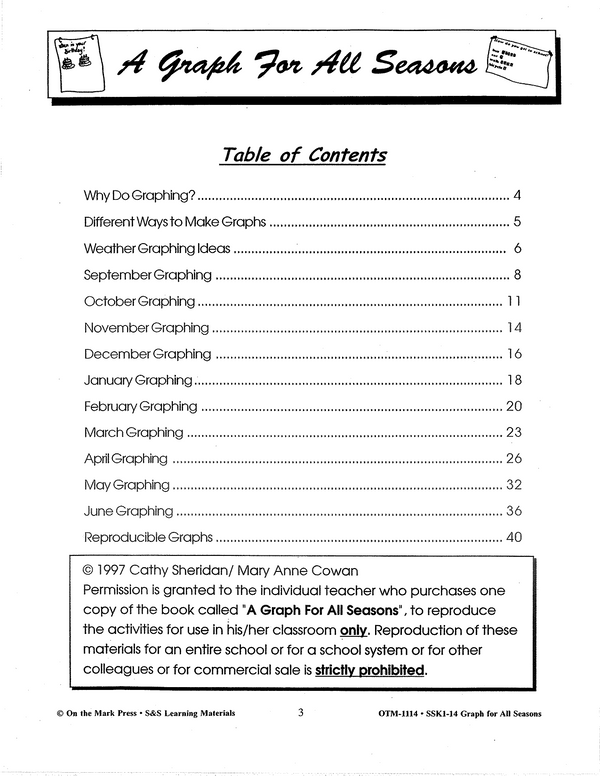 A Graph for all Seasons - Monthly Graphing Lessons Grades 1-3