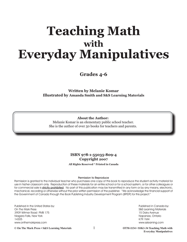 Teaching Math with Everyday Manipulatives Grades 4-6