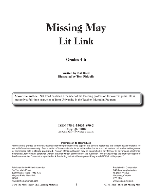 Missing May, a Novel by Cynthia Rylant Lit Link Grades 4-6