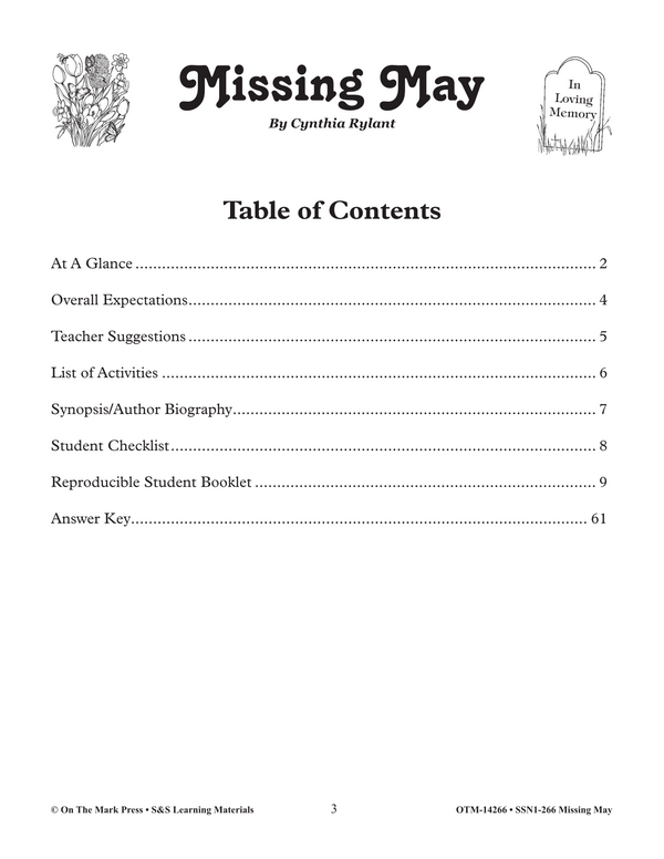 Missing May, a Novel by Cynthia Rylant Lit Link Grades 4-6