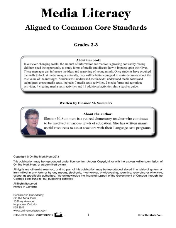 Media Literacy Grades 2-3 Aligned to Common Core - Understanding Text