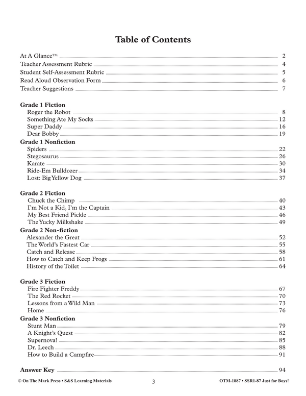 Just for Boys Grades 1-3 Fiction & Nonfiction Reading Comprehension