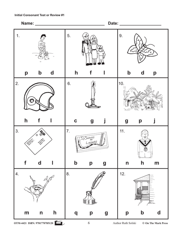 Tests for Initial Consonants: Kindergarten - Grade 1