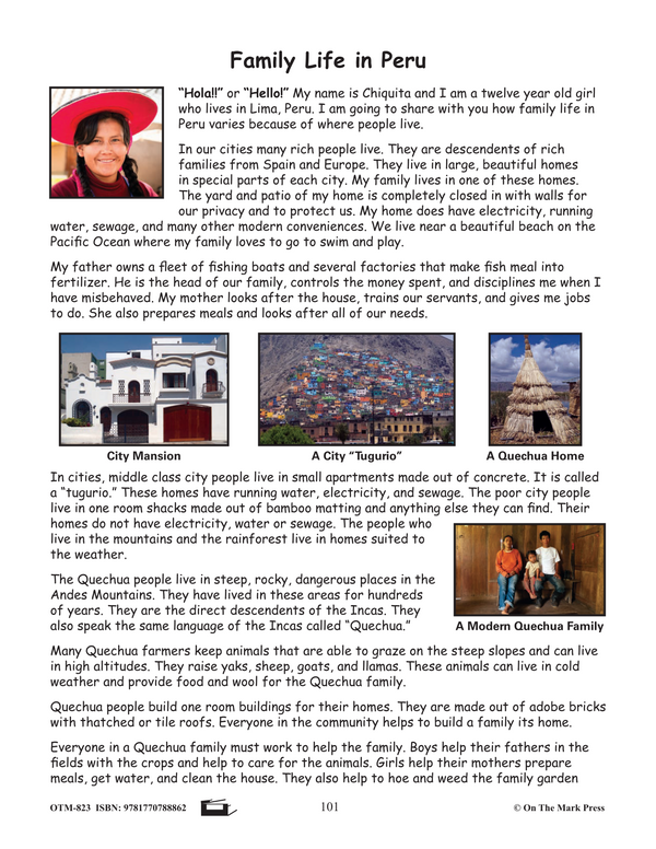 Families in Peru Lesson Plan Grades 4-6
