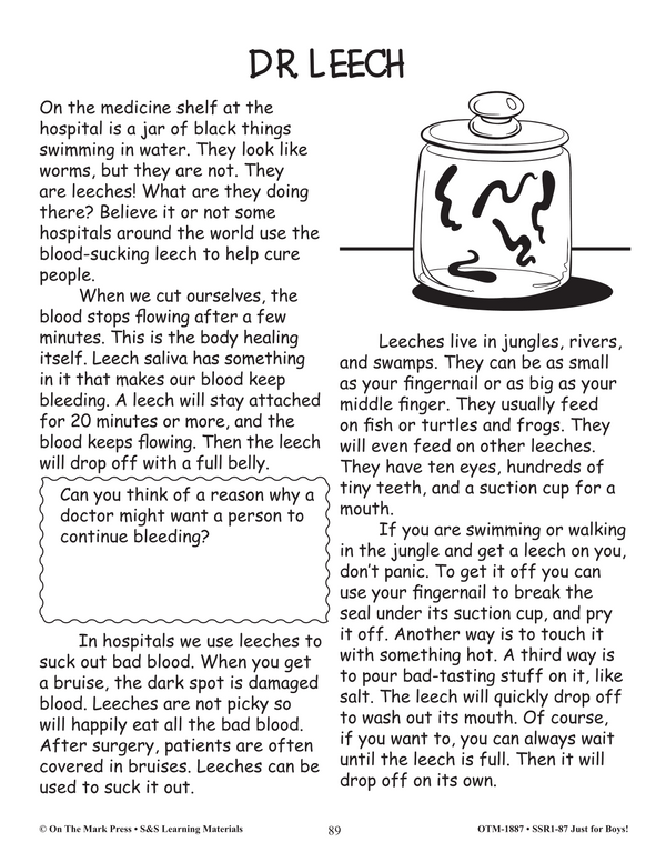 Non-Fiction Reading Comprehension Activities For Boys: Grade 3