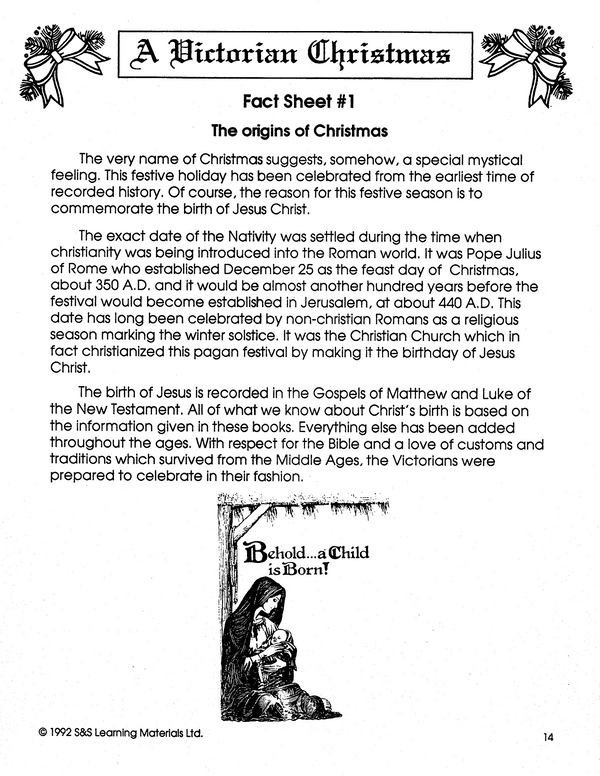 A Victorian Christmas Theme Grades 5-8