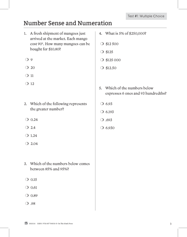 Ontario Grade 6 Math & Language Test Prep Guide