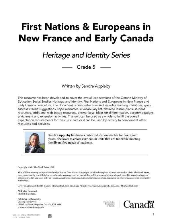 First Nations and Europeans in New France and Early Canada Grade 5 Ont