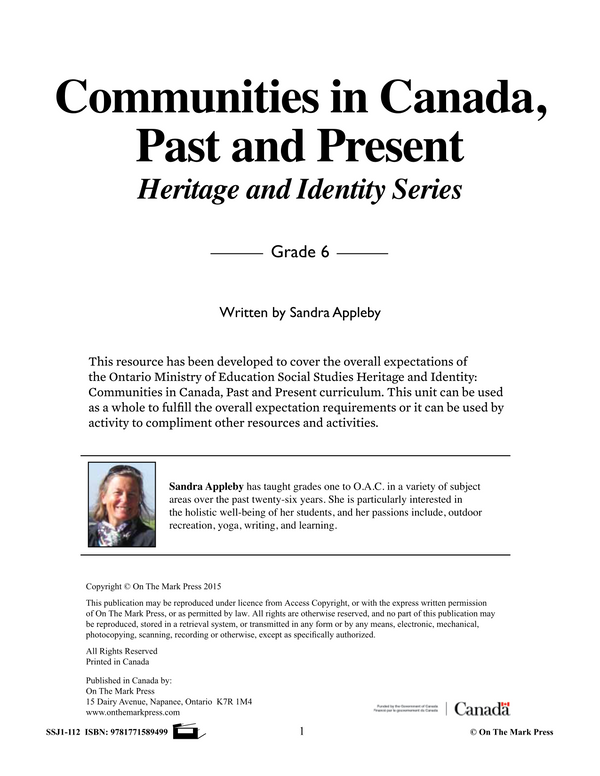 Communities in Canada: Past and Present Grade 6 Ontario Social Studies
