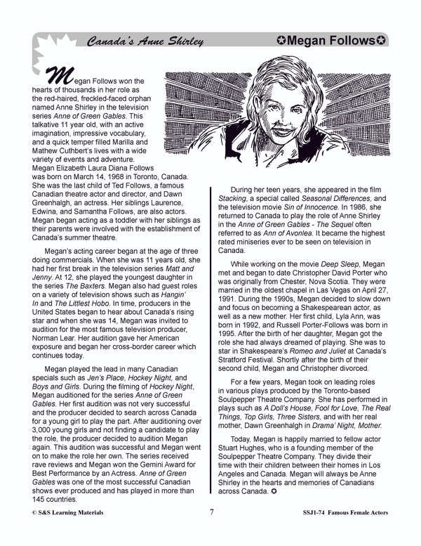 Famous Canadian Male Actors Non Fiction Reading Grades 4-8