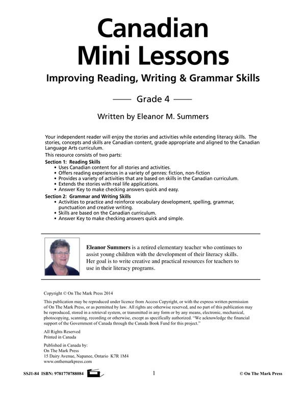 Canadian Mini Lessons: Improving Reading, Grammar and Writing Skills G