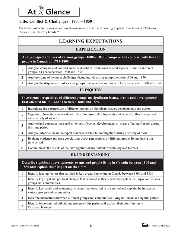 Canada: Conflicts & Challenges - Canada 1800-1850 Grade 7, High Intere