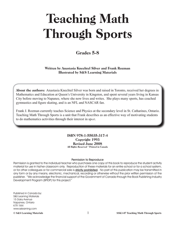 Teaching Math Through Sports (Canadian Version) Grades 5-8