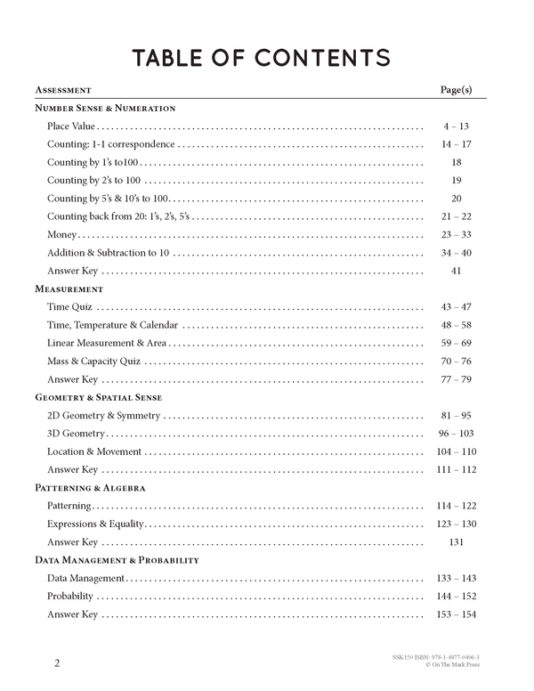 A Year of Grade 1 Math Assessments