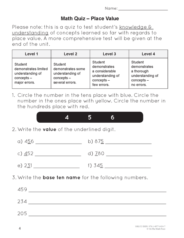 A Year of Grade 3 Math Assessments