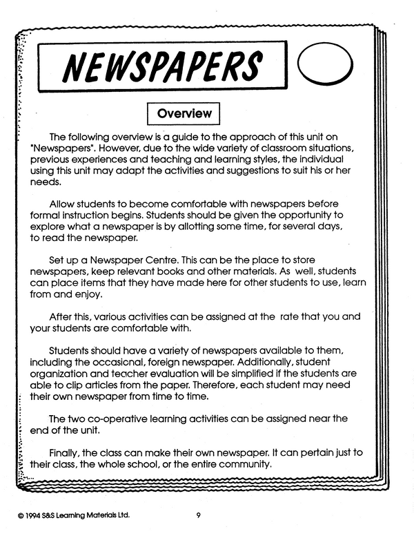 Newspapers Grades 5-8